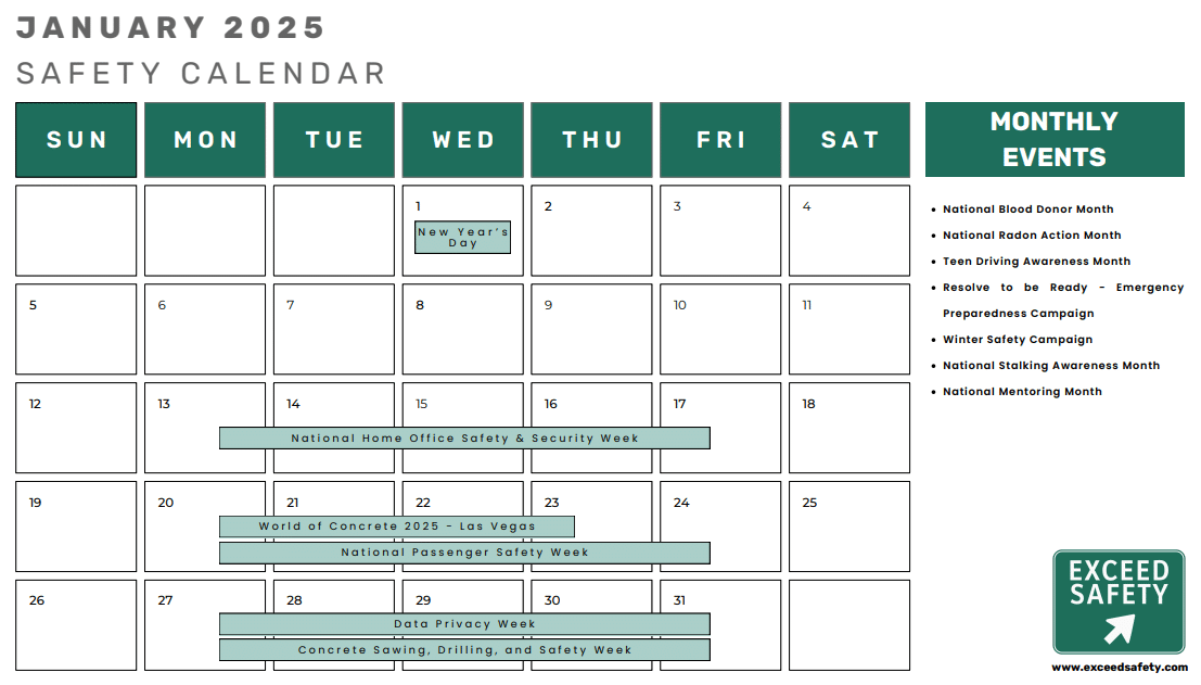 Safety Calendar - Exceed Safety